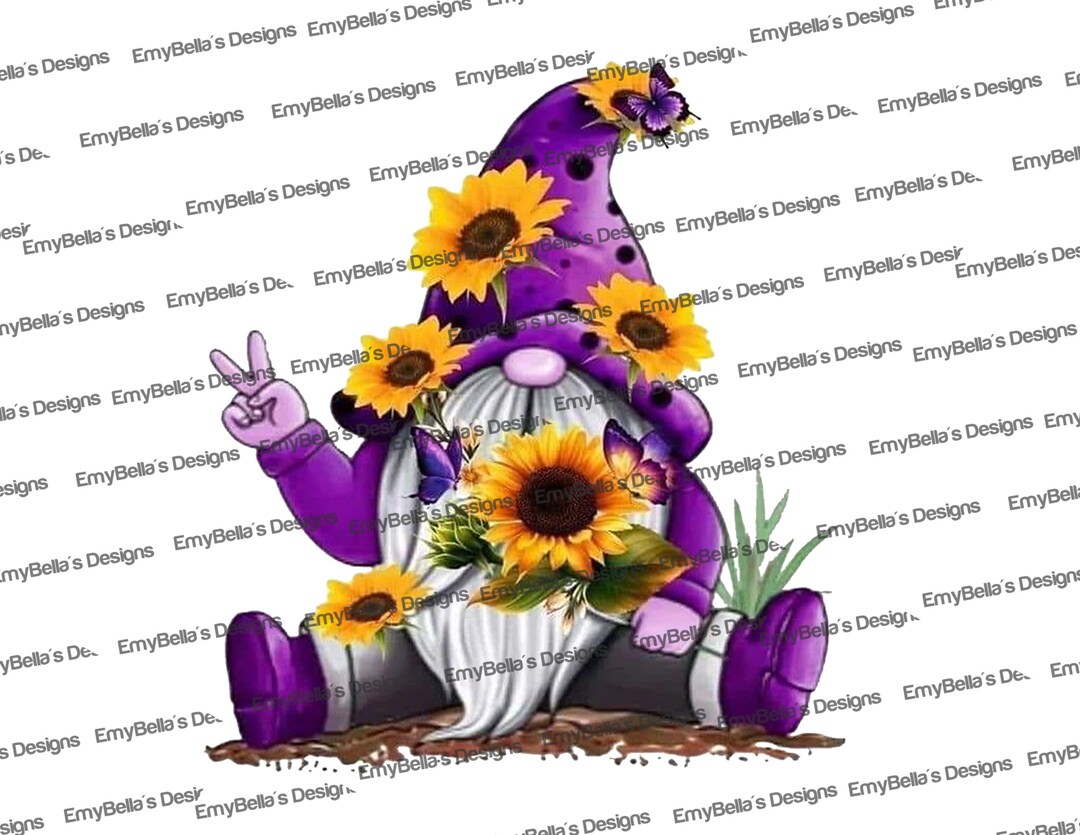 Purple Gnome Sunflowers PNG, Instant Download - Etsy