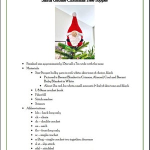 Santa Gnome Christmas Tree Topper Crochet Pattern, Instant Download PDF ...
