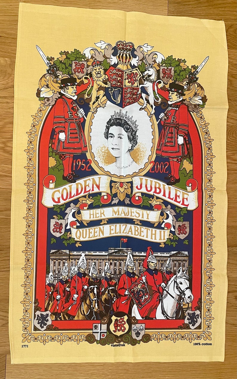 Vintage Tea Towel - Queen Elizabeth II Golden Jubilee - Etsy