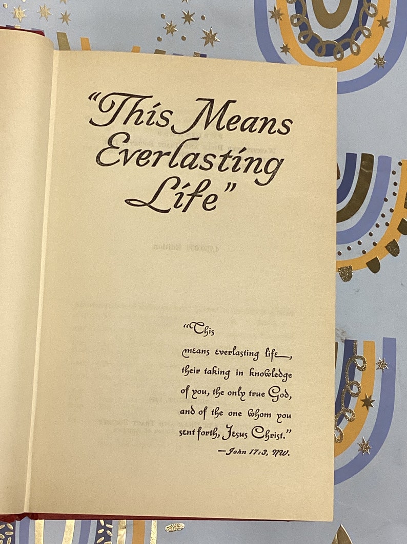 1950 "this MEANS EVERLASTING Life" Watchtower Book - First Edition - Etsy