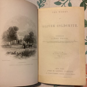 OLIVER GOLDSMITHS WORKS Vol. 1 by James Prior 1855 Antique American ...