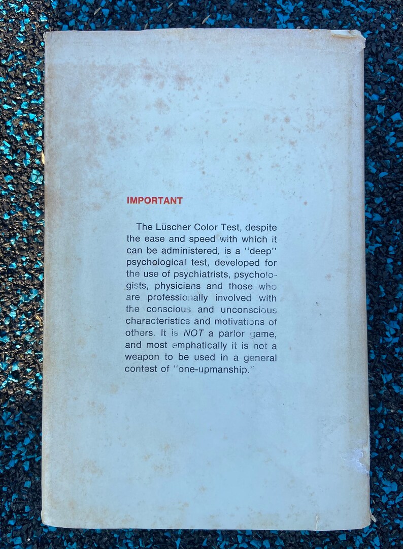 Vintage Luscher Color Test Book: 1969 First Edition Hardcover - Etsy