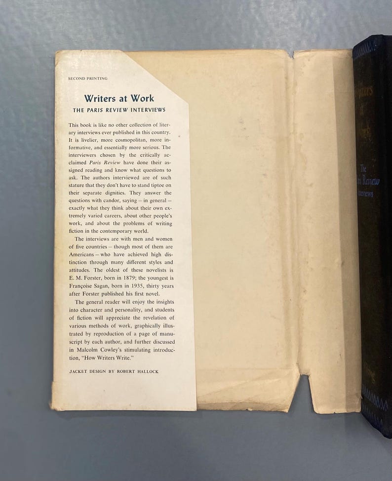 Writers at Work: the Paris Review Interviews, 1958 1st Edition - Etsy