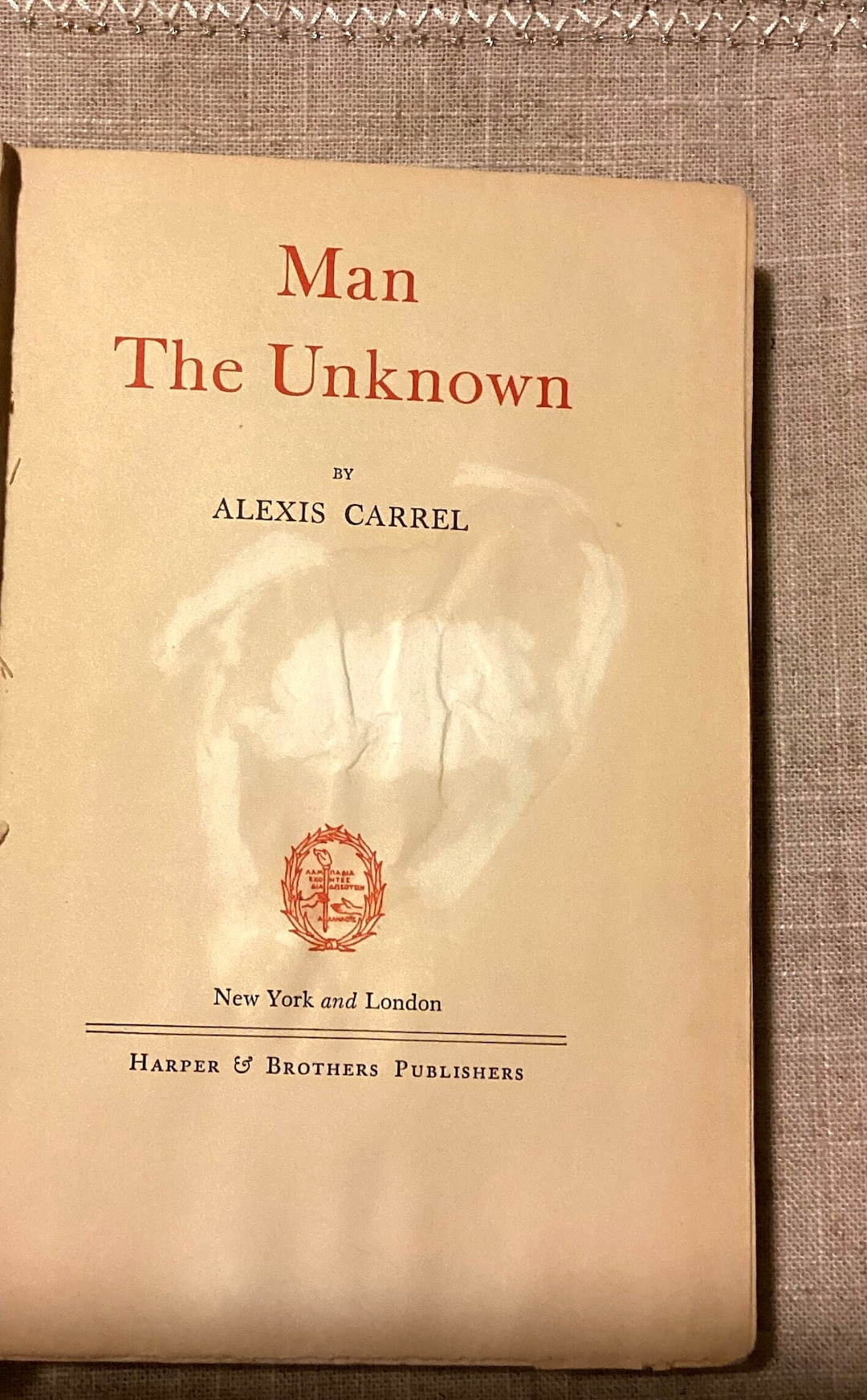 Man, the Unknown: Rare Vintage 1935 Hardcover Book by Alexis Carrel - Etsy