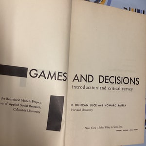 Games and Decisions Book: Luce & Raiffa, 1957 1st Ed Hardcover - Etsy