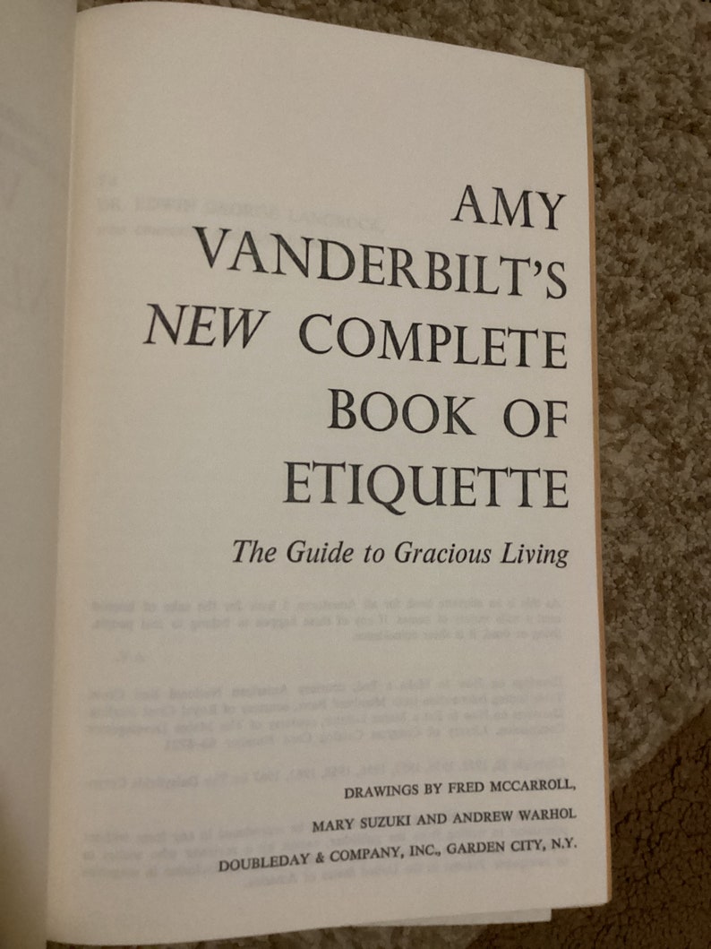 1967 AMY VANDERBILTS Book of COMPLETE Etiquette by Nancy Tuckerman ...