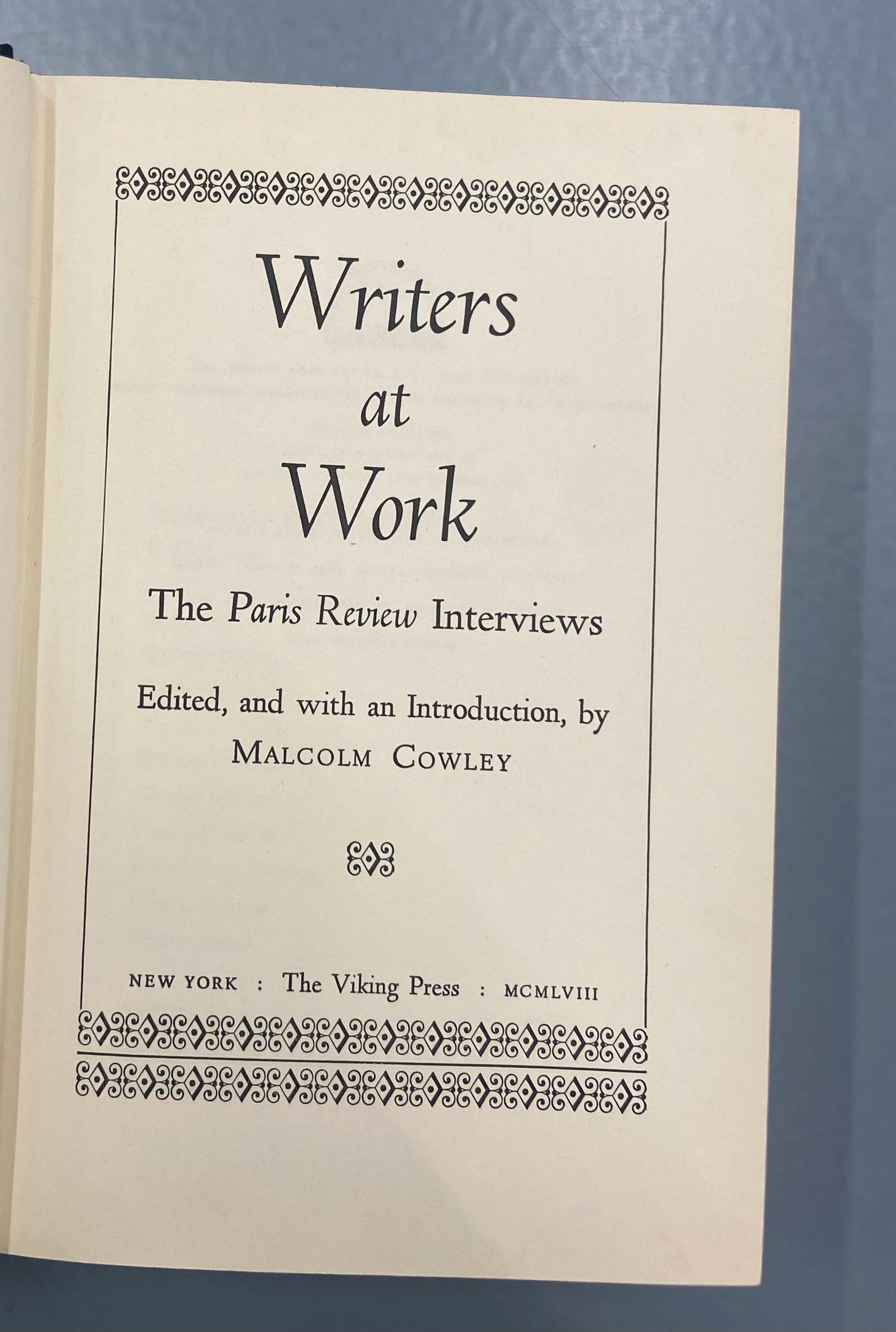 Writers at Work: the Paris Review Interviews, 1958 1st Edition - Etsy