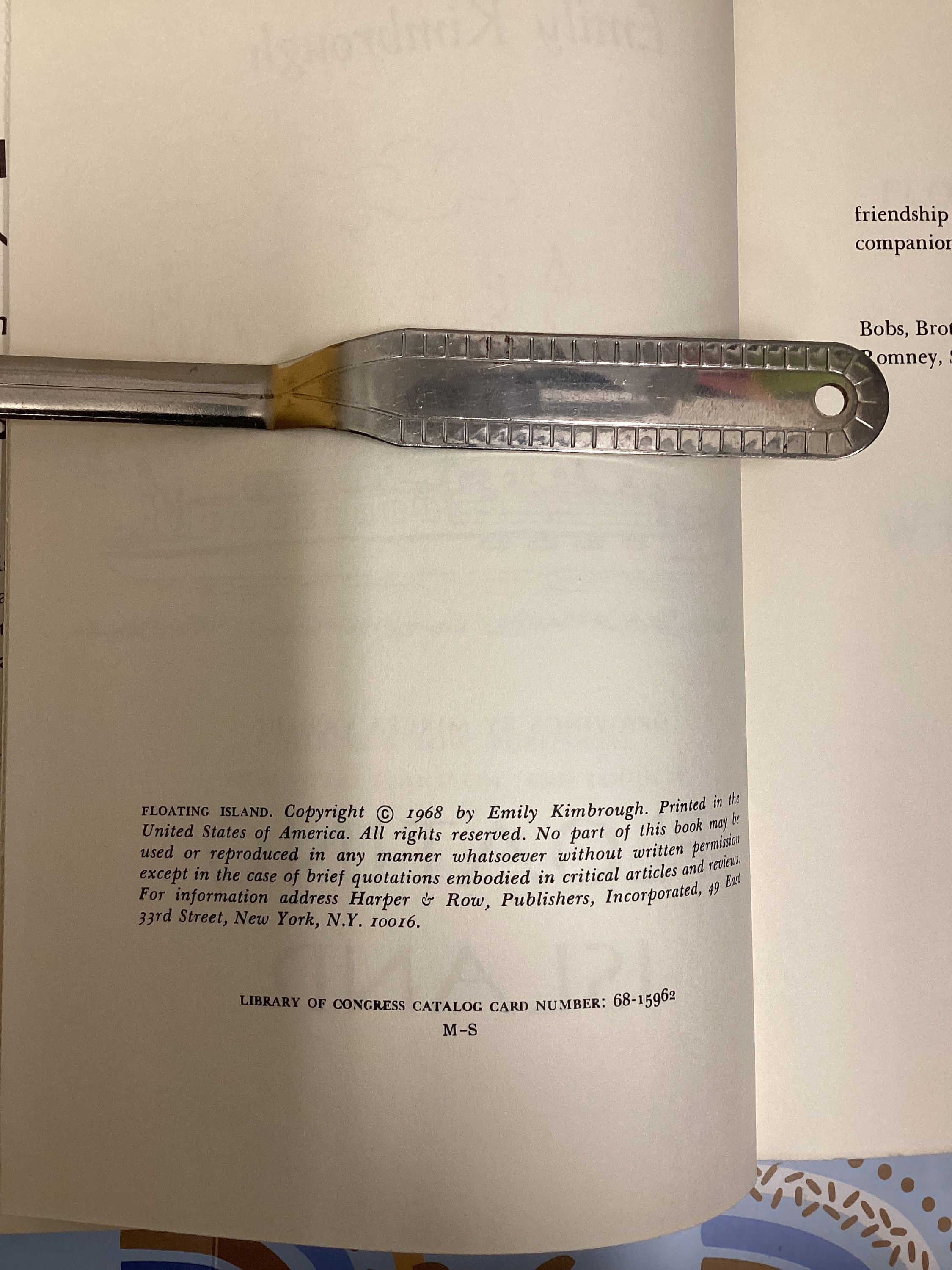 1968 FLOATING ISLAND BY Emily Kimbrough. First Edition. Early Printing ...