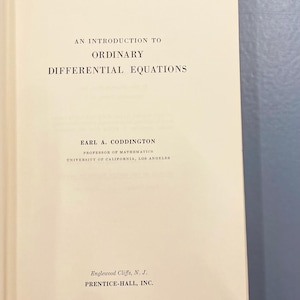 An Introduction to Ordinary Differential Equations Very Rare Vintage ...