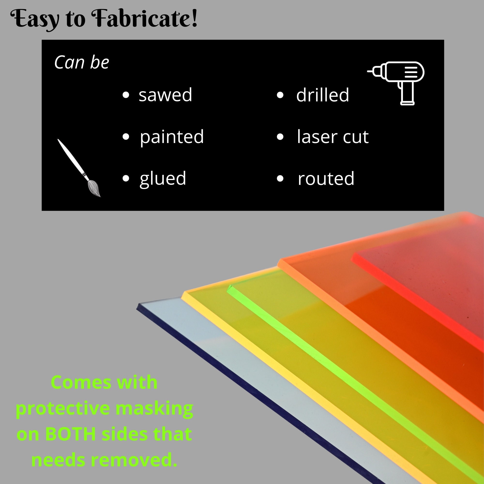 Buyplastic Transparent Fluorescent Colored Acrylic Plexiglass Sheet ...
