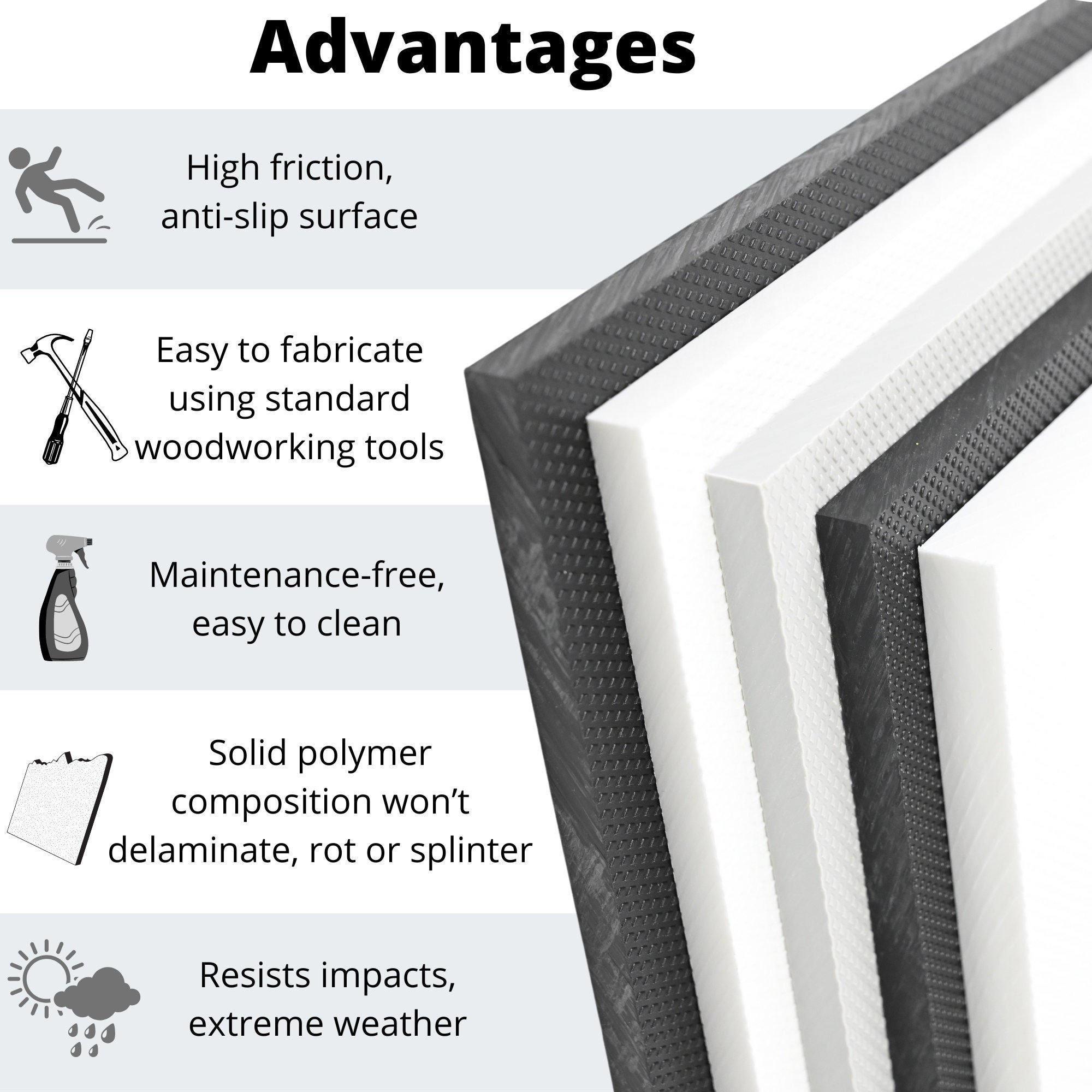 Buyplastic HDPE Starboard AS, Anti Skid Marine Grade Plastic Sheet ...