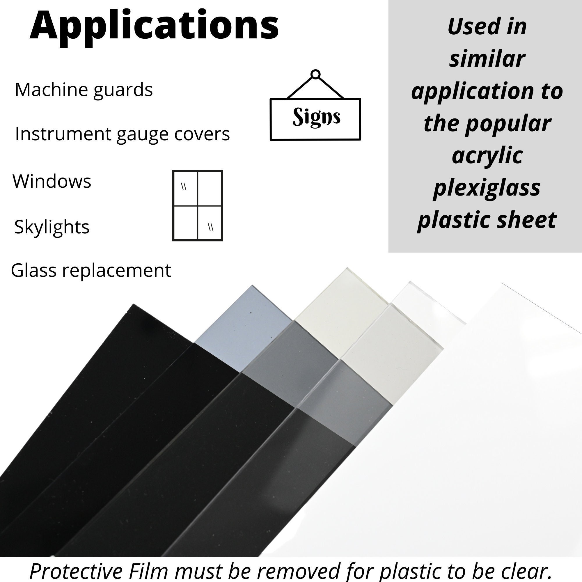 Buyplastic Polycarbonate Plastic Sheet, Transparent Glass Replacement ...