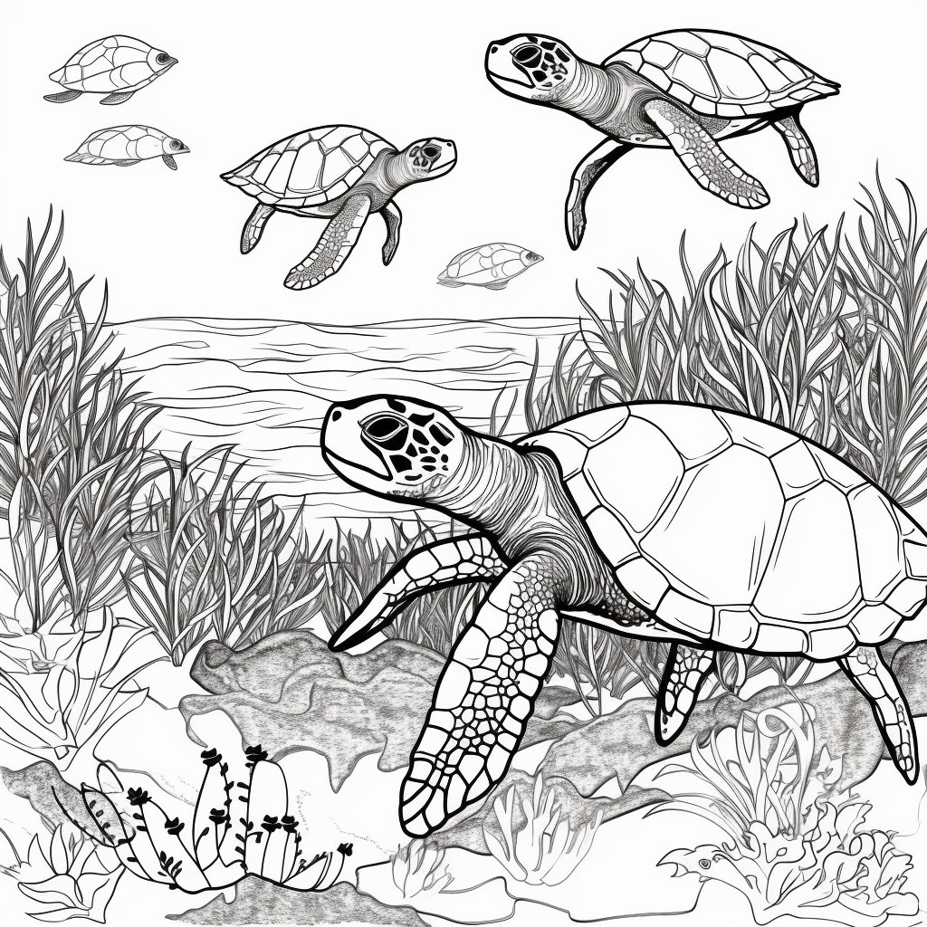 Loggerhead Sea Turtle Coloring Page