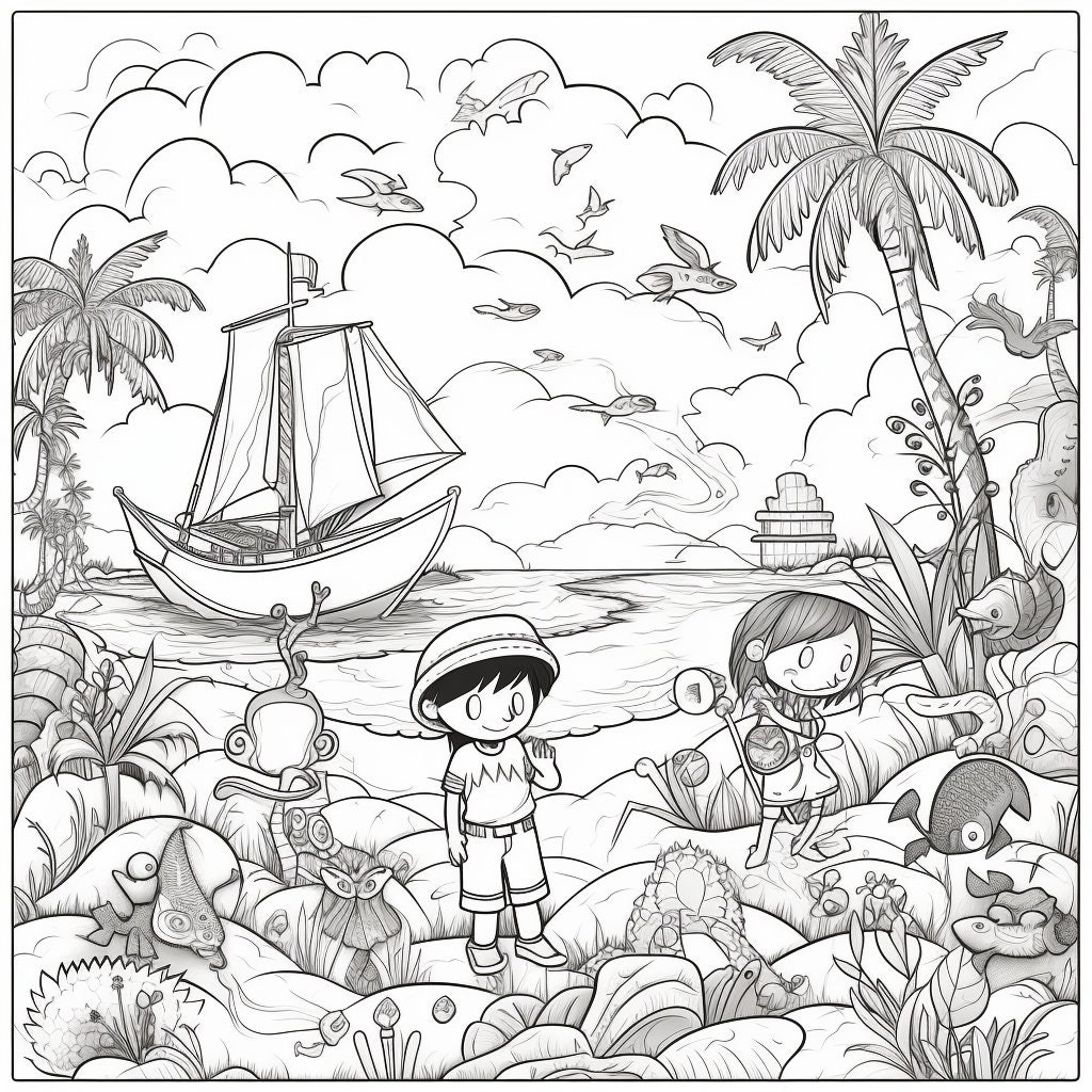 Florida Keys Fantasy: Single Page Coloring Book for Adults and Children ...