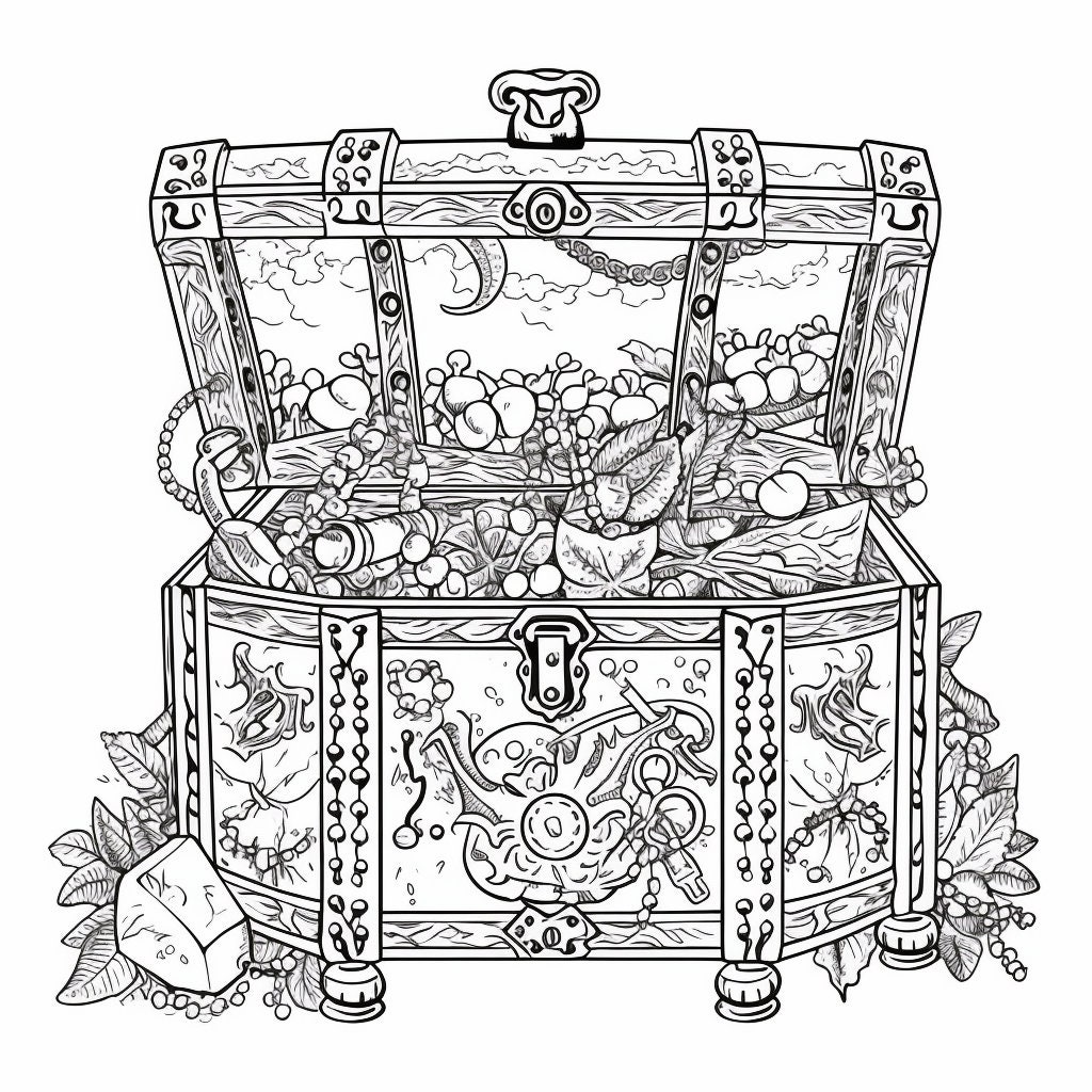 Treasure Chest: 4 Page Coloring Book for Adults and Children. - Etsy