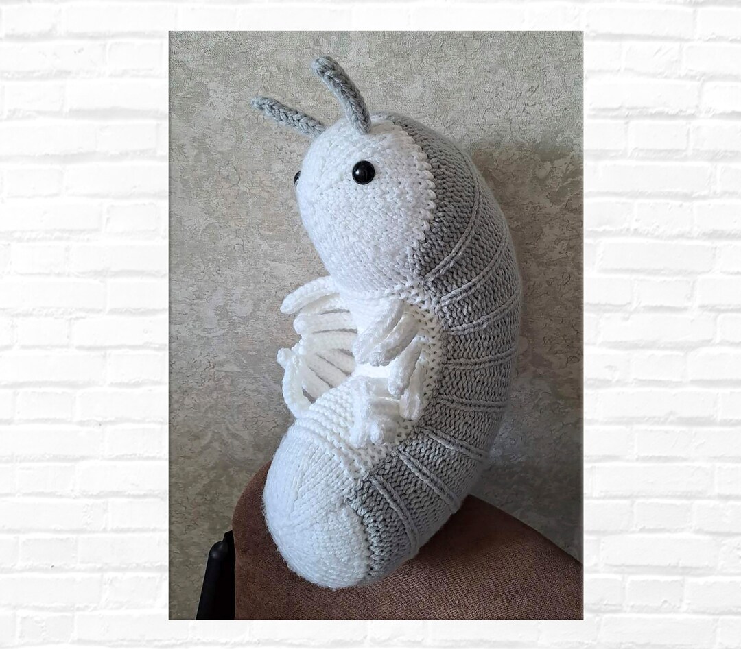 Large Knitted Roly Poly Grey-white Crochet Pill Bug Amigurumi Crochet ...