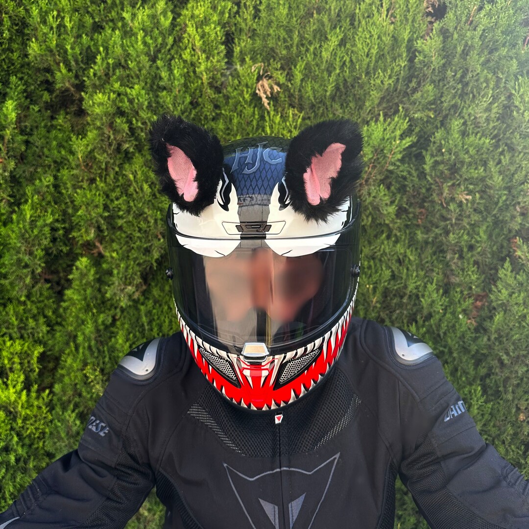 Kitty Furry Ears Motorcycle Helmet Accessory, Cat Ears, Velcro, Biker ...