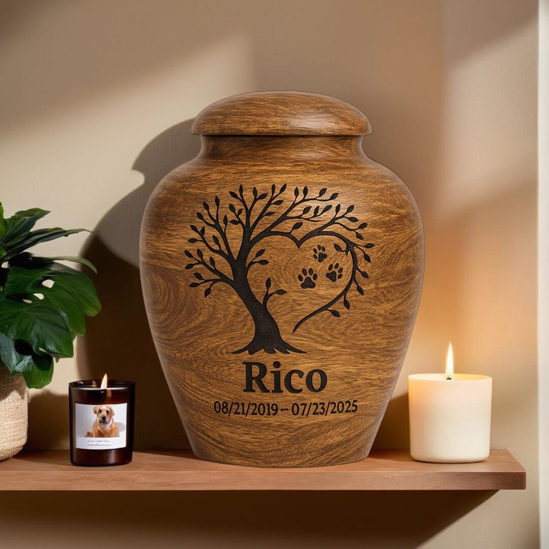 Personalized Pet Urn for Ashes Wooden Memorial Container Handcrafted ...