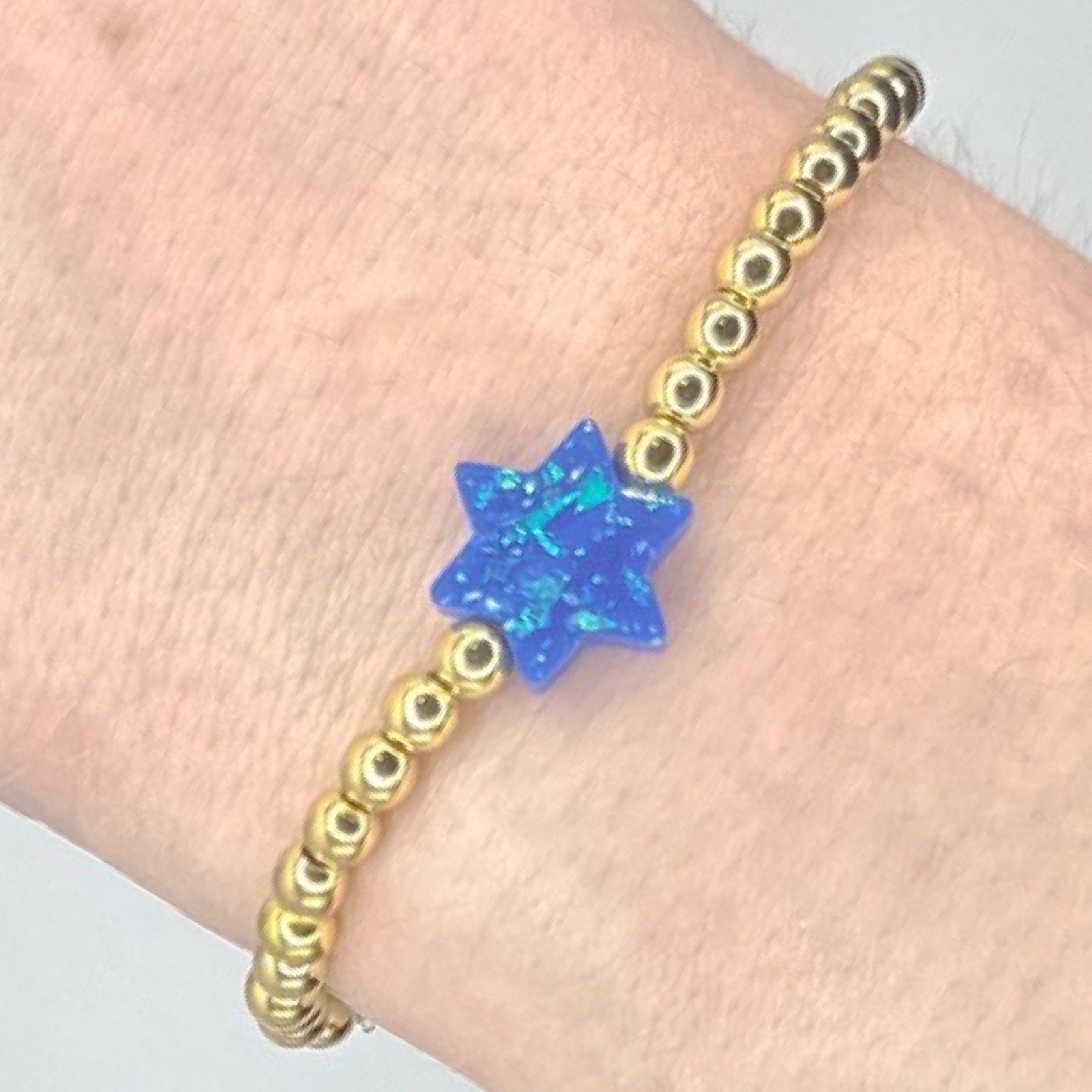 18k Gold Filled Stunning Star of David Silver Plated Bracelet, Magen ...