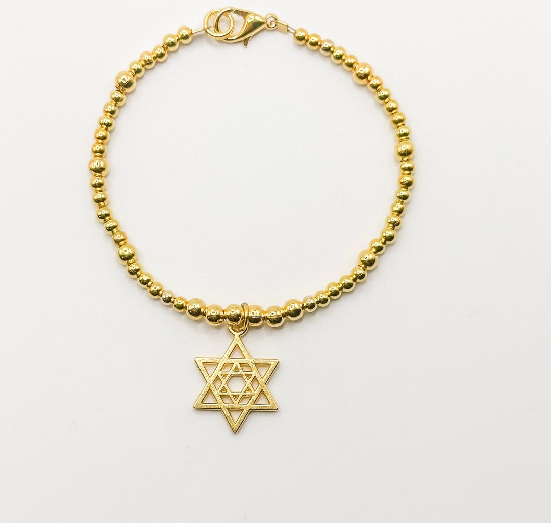 Gold Tone Star of David Bracelet, Judaica Bracelet, Jewish Star ...