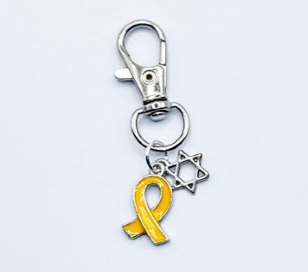 Symbolic Yellow Ribbon and Star of David Keychain and Key Clip for Hope ...