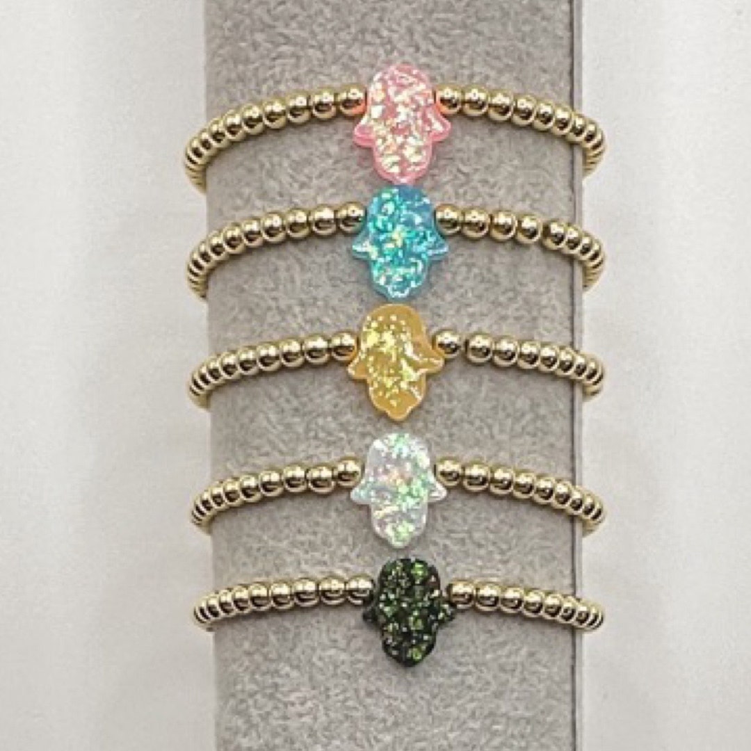 18K Gold Filled Opal Hamsa Bracelet, Stunning Judaica, Positive Energy ...