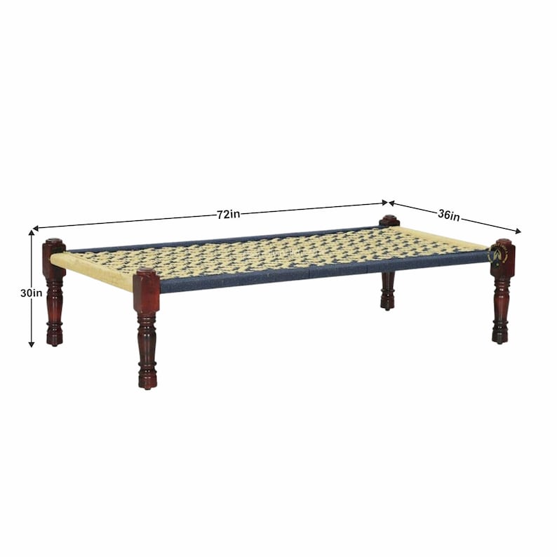 Authentic Indian Khat:handmade Charpai Bed in Vibrant Yellow and Blue ...