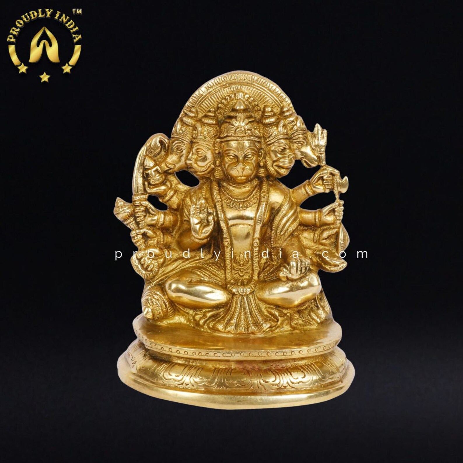 Panchmukhi Hanuman Murti: 7 Inch Brass Statue, Bajrangbali Icon, Five ...