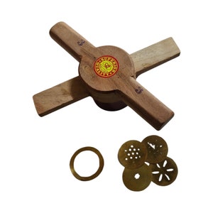 Traditional South Indian Murukku Press: Wooden Idiyappam Maker & Brass ...