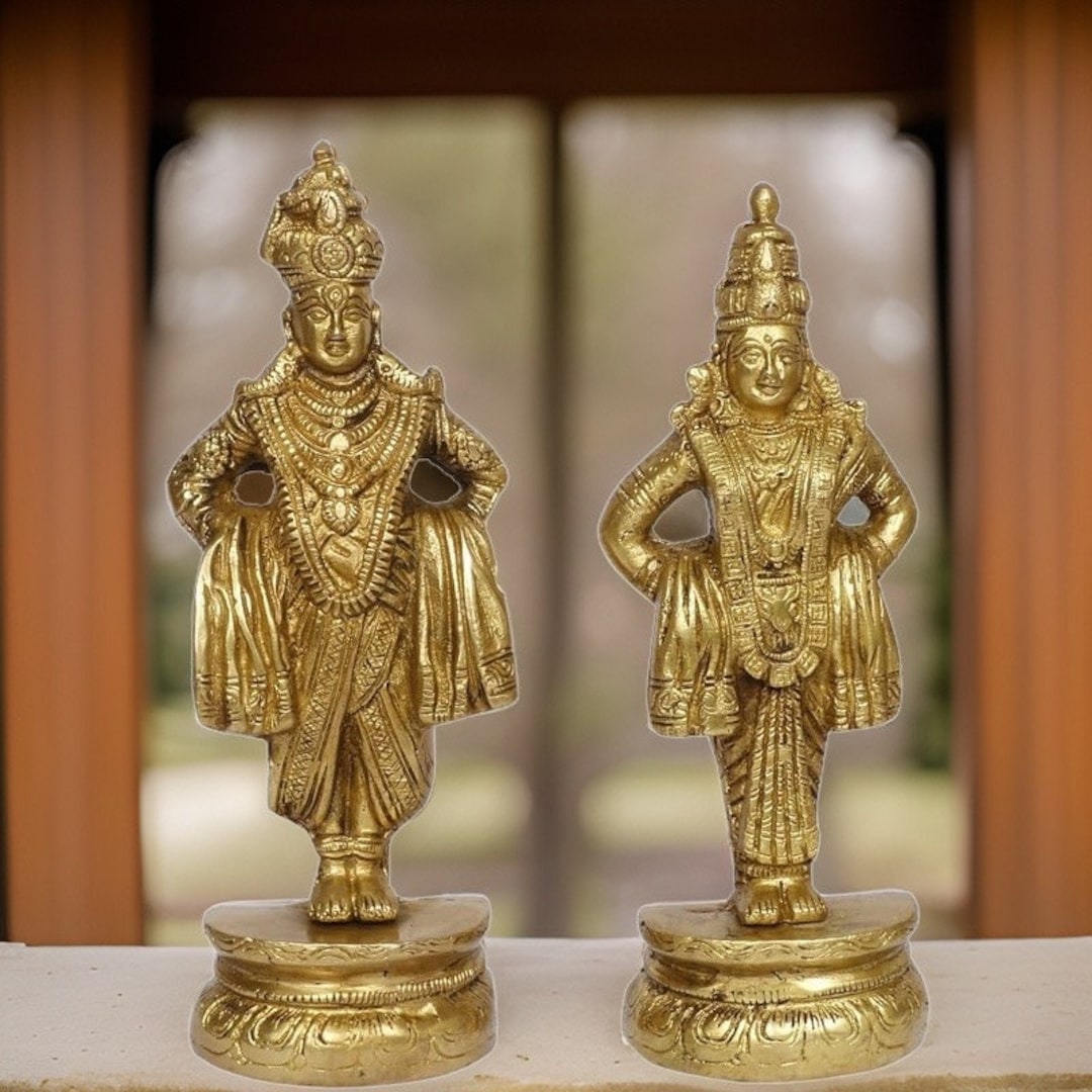 Vitthal Rukmini & Krishna Murti - Exquisite Brass God Statue ...