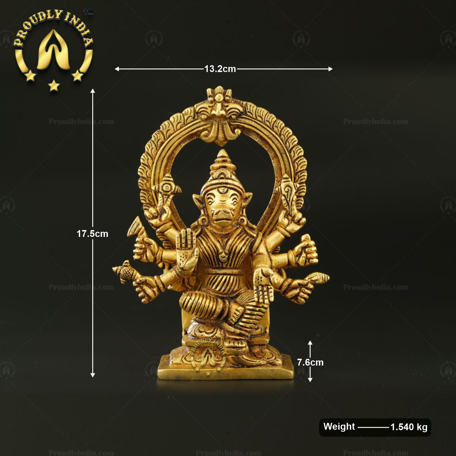 7-inch Vishnu Varaha, Goddess Varahi Amman Brass Idol Divine Varahi ...
