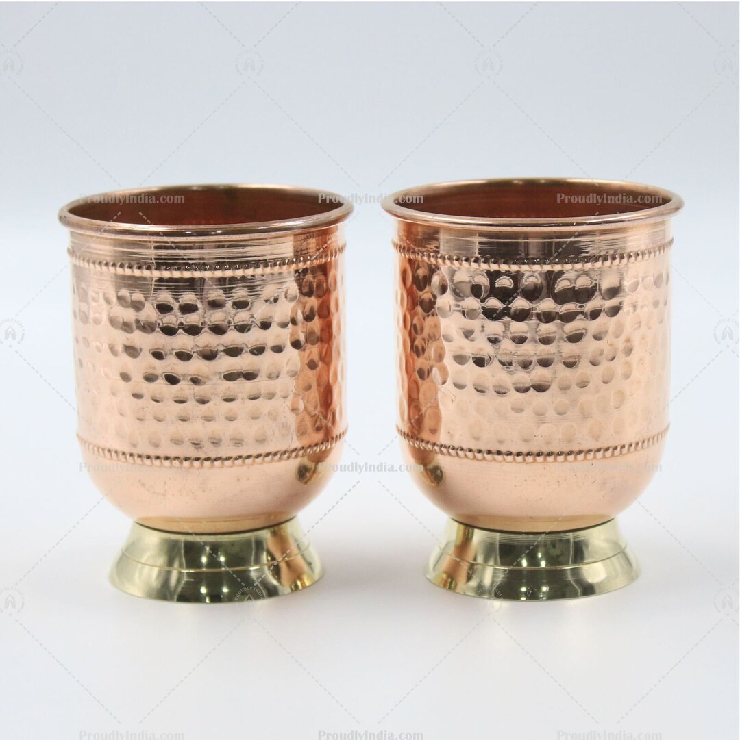 Set of 2 Pure Copper Tumbler Set, Copper Glass Set, Handmade Glasses ...