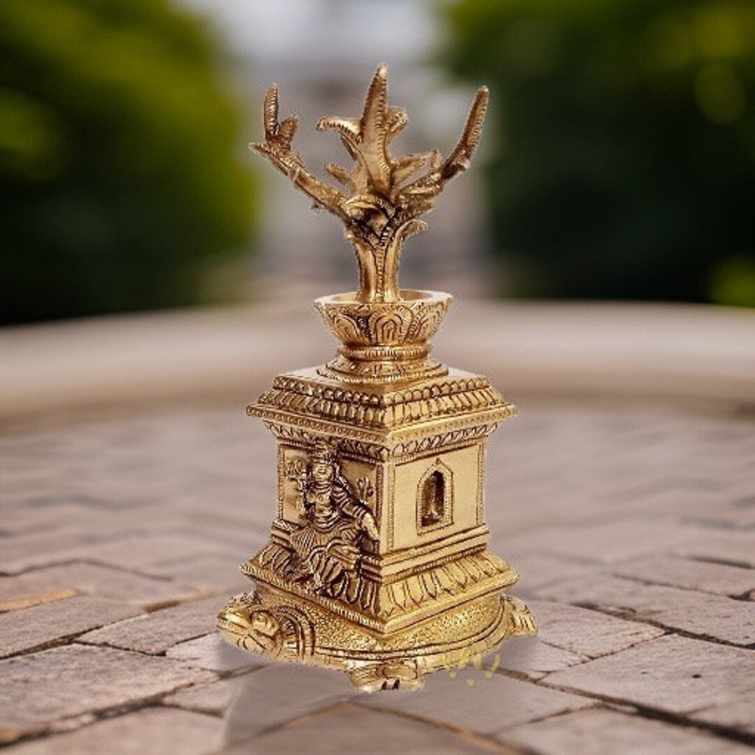 Brass Vastu Kuber 5.5 Inch With Saligram Turtle, Perfect for Puja Room ...