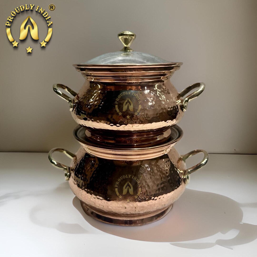 Copper Handi for Biryani With Glass Lid, Set of 2 Dinnerwear Set, Buy ...