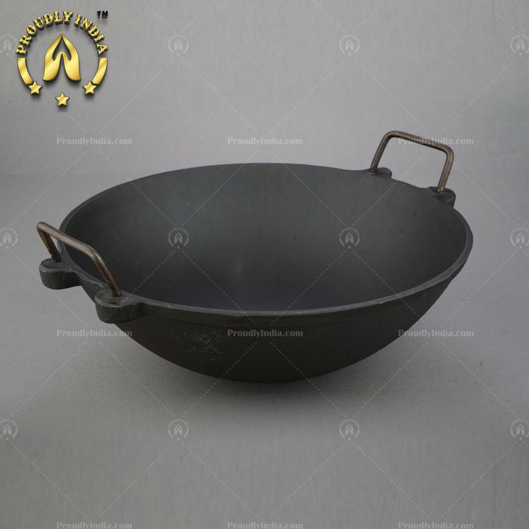 Buy Premium Iron Kadai,deep Frying Cast Pan,heavy Kadhai With Kambi ...
