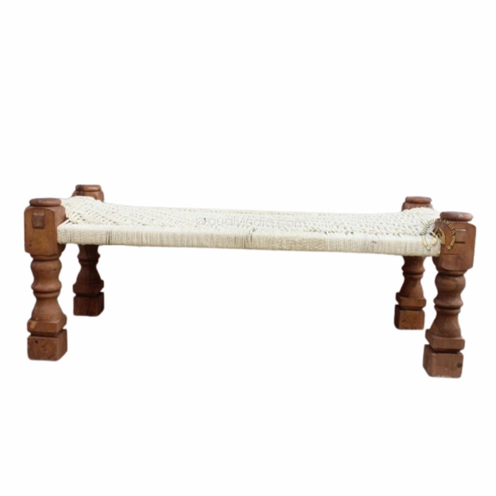 Classy White Wooden Charpai Bench-indian Khat,woven Bed,daybed,a Mix of ...