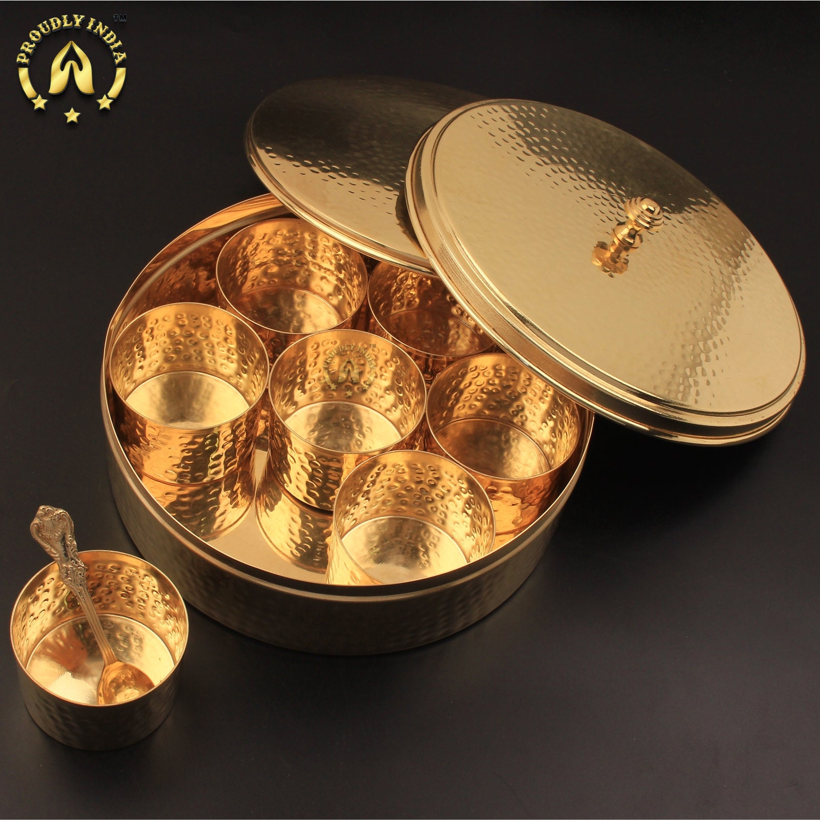 Hammered,indian Masaladhan,spice Box Container,masala Boxes for Diwali ...