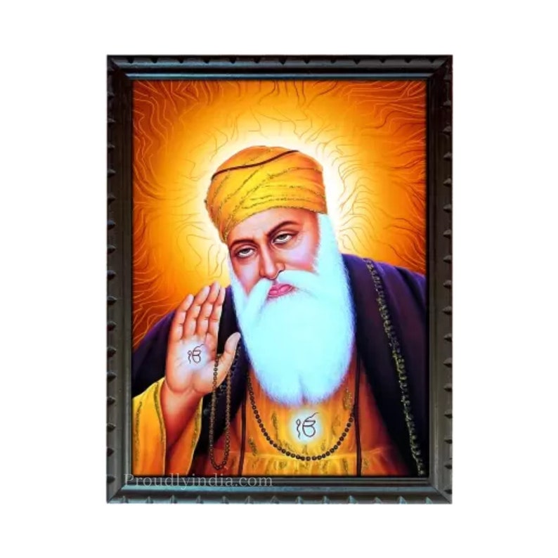 Lord Guru Nanak With Wood Frame,sikhism, Sikh God Religious Frame - Etsy