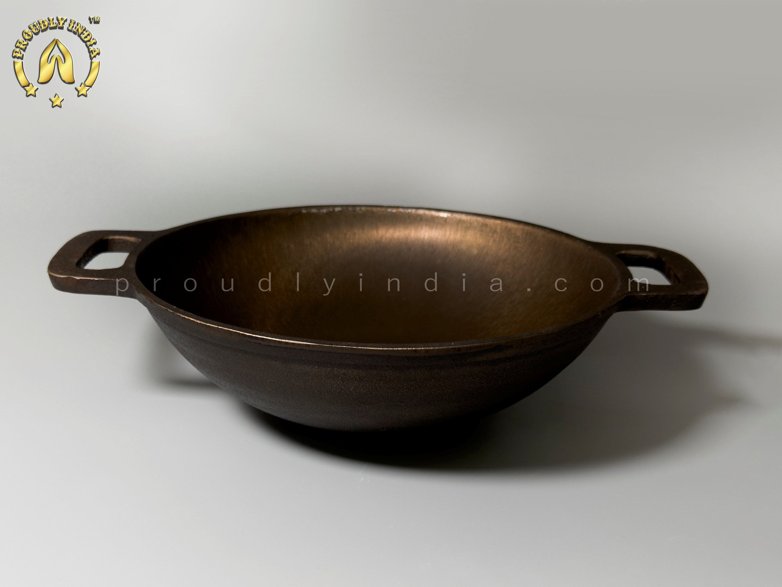 Pre Seasoned Cast Iron Kadai, Iron Kadhai for Cooking and Deep Frying ...