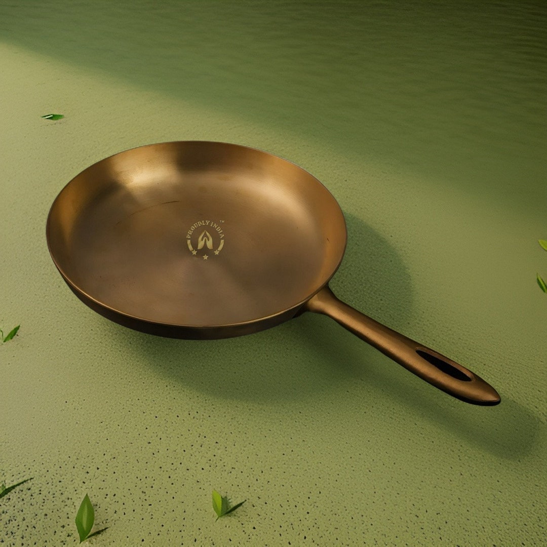 9-inch Bronze Skillet Pan, Traditional Kansa Pan, Cooking Pan, Best ...