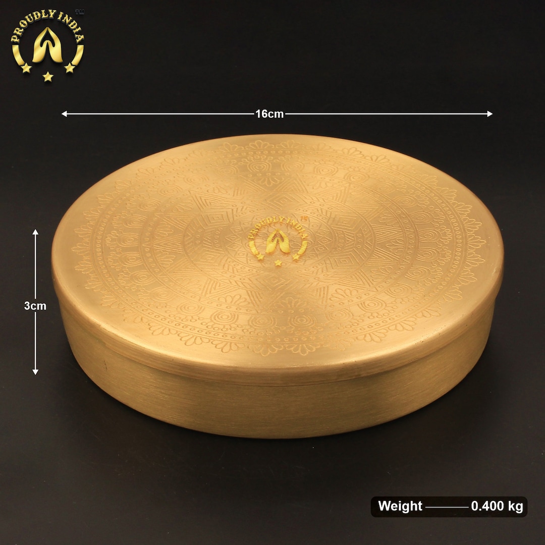 Brass Mandala Art Spice Box: Authentic Indian Masala Dabba, Handcrafted ...
