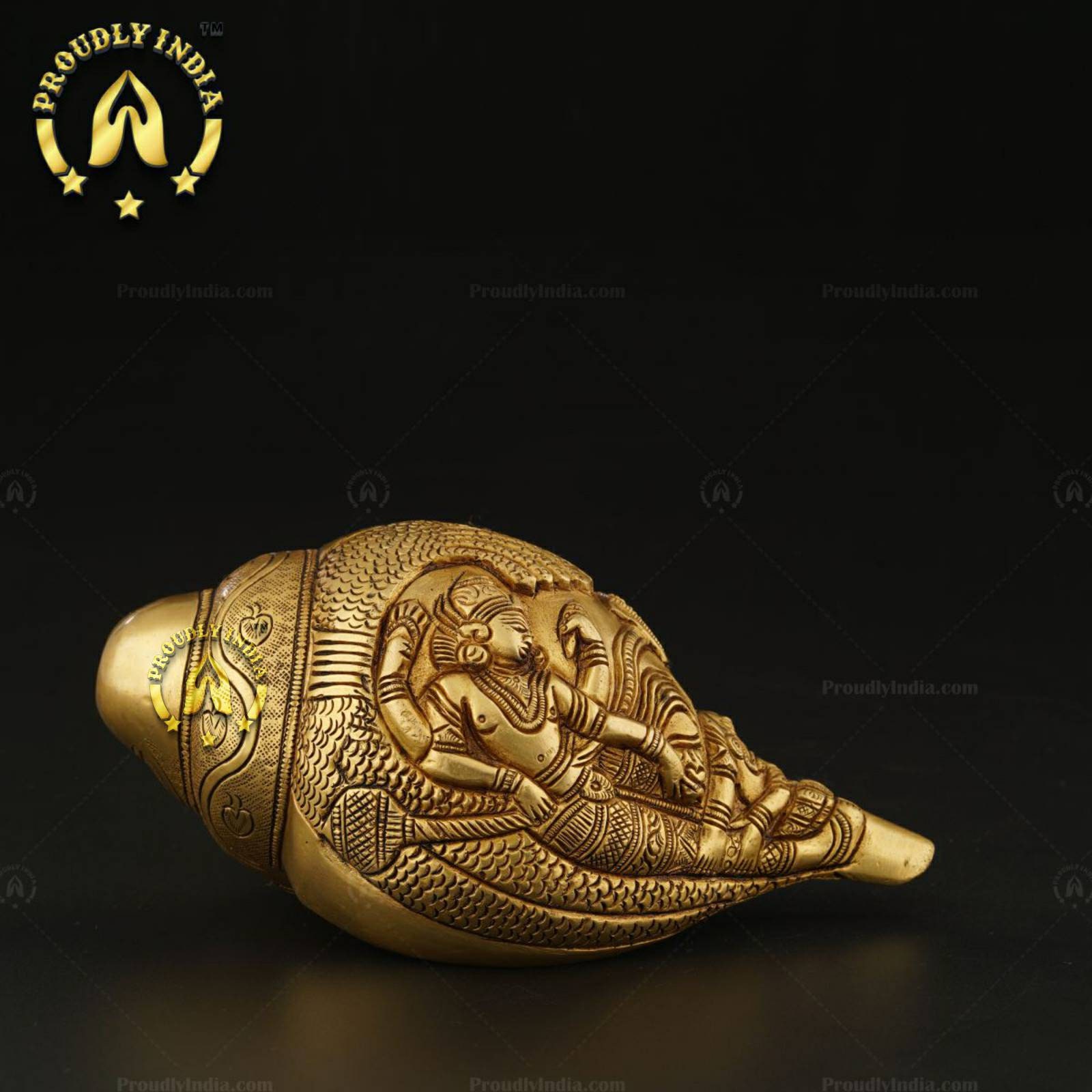Vamavarti, Dakshinavarti Puja Shankha:laxmi-vishnu Brass Conch Shell ...
