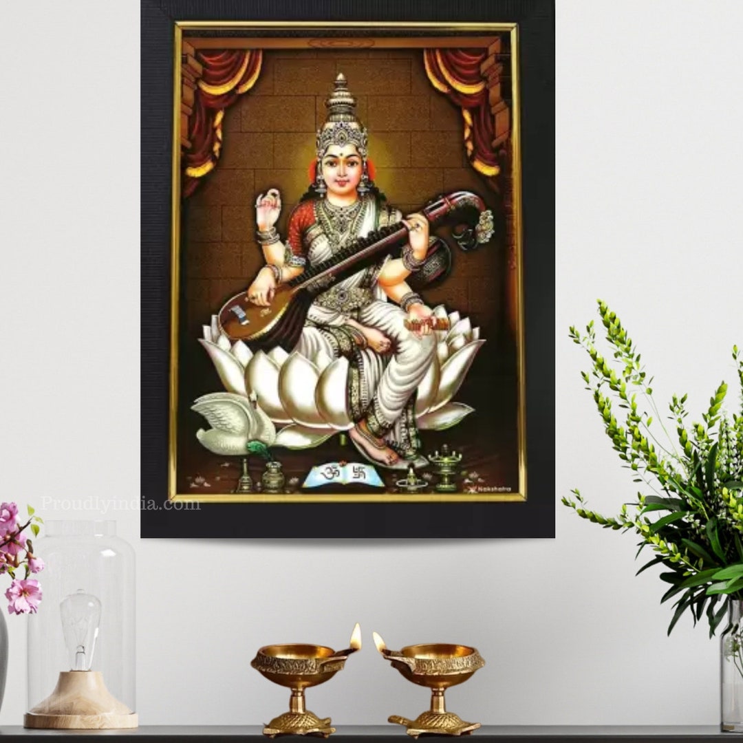 Divine Saraswati Veena Vina Mata Frame - Buy Spiritual Wall Decor & God ...