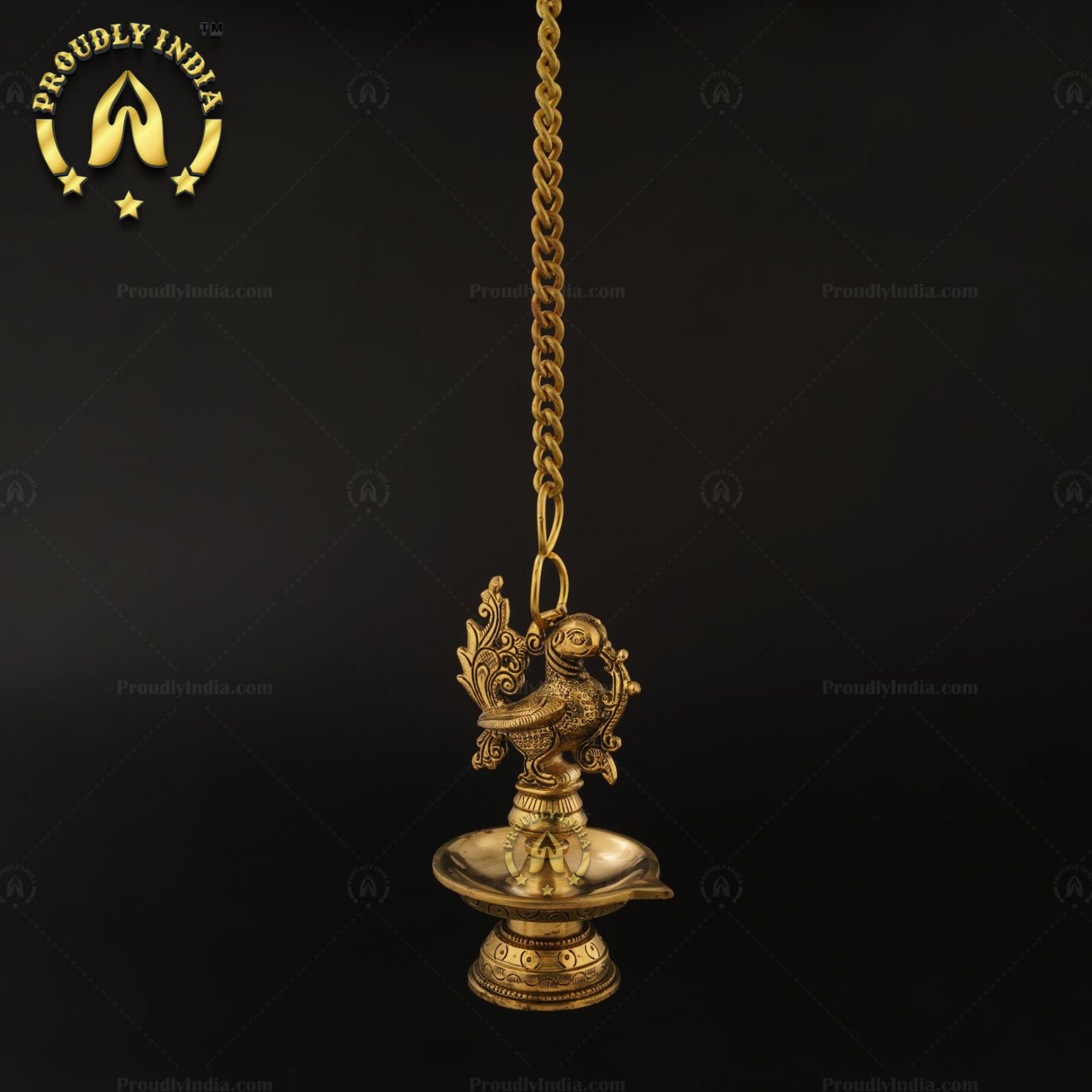 Elegant Set of 2 Brass Peacock Diya Lamps Wall Hanging Oil Lamp Diwali ...