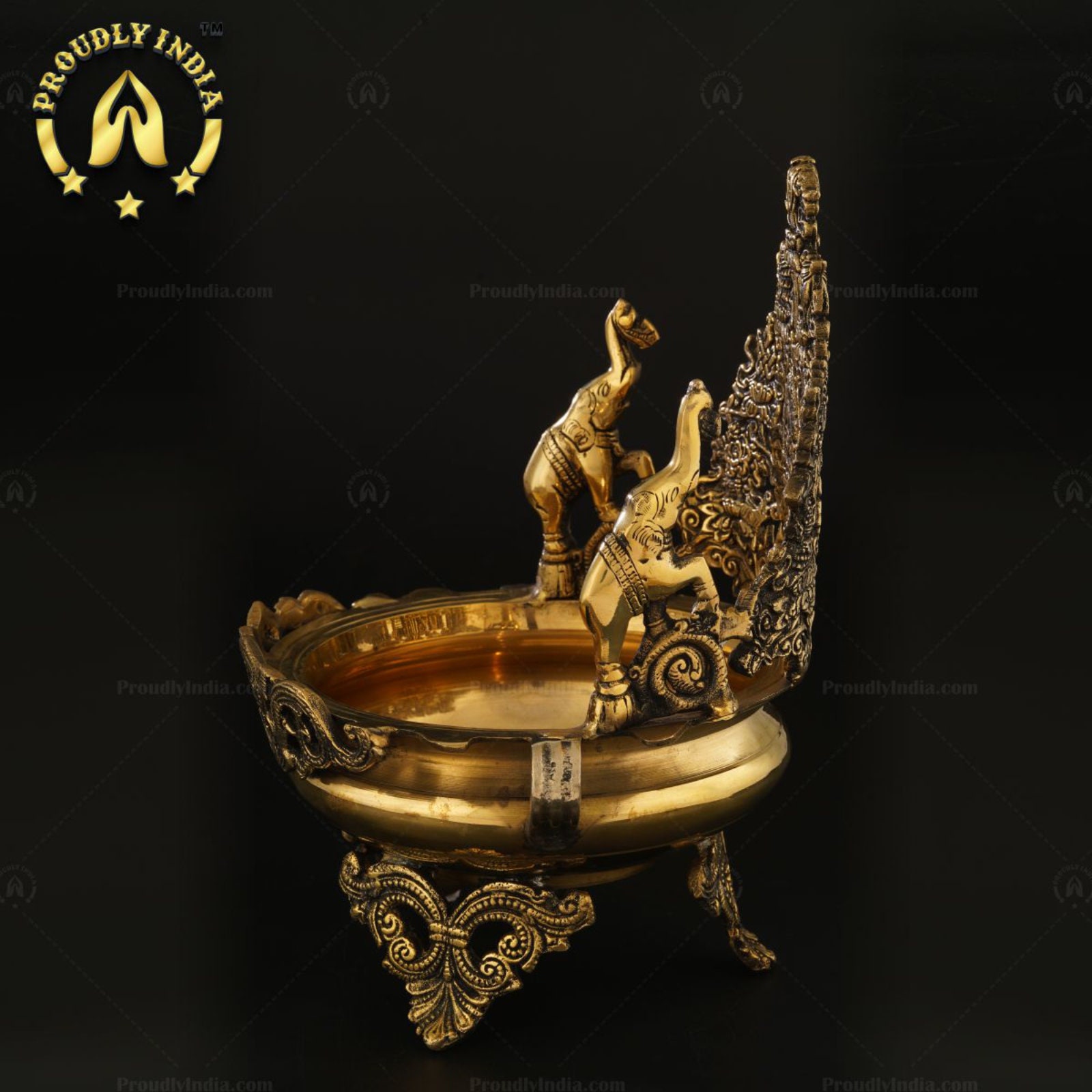 Tibetan Ashtamangala Urli, Brass Oil Lamp, Diwali Decorative Piece ...