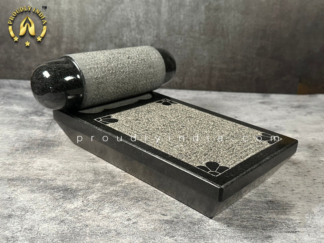 Handmade 8 X 12 Inch Tabletop Granite Stone Ammikallu,silbatta,portable ...