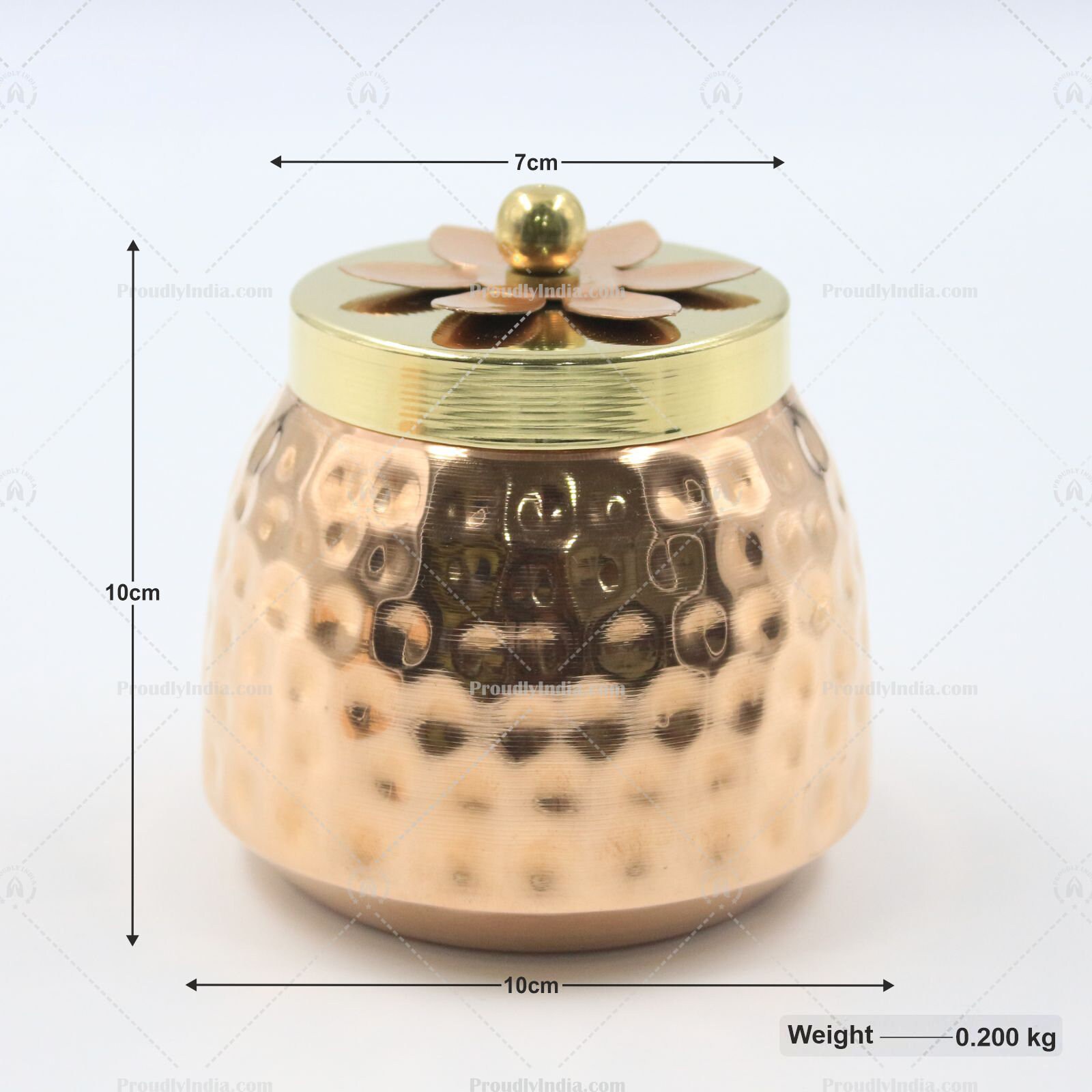 Dual Tone Copper Storage Container With Brass Lid and Lotus Flower ...