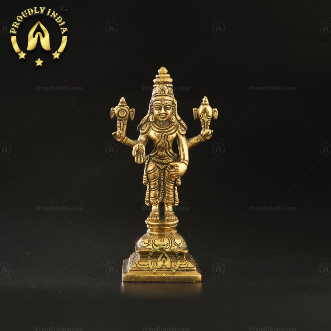 3 Inch Indian Handmade Pure Brass Lord Perumal Statue:the Divine ...