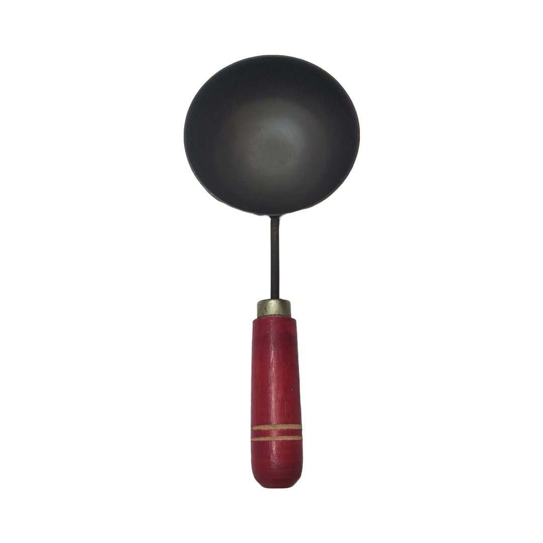 Buy 5 Inch Wooden Handle Red Iron Tadka Pan Mini Fry Pan Talipu Karandi ...