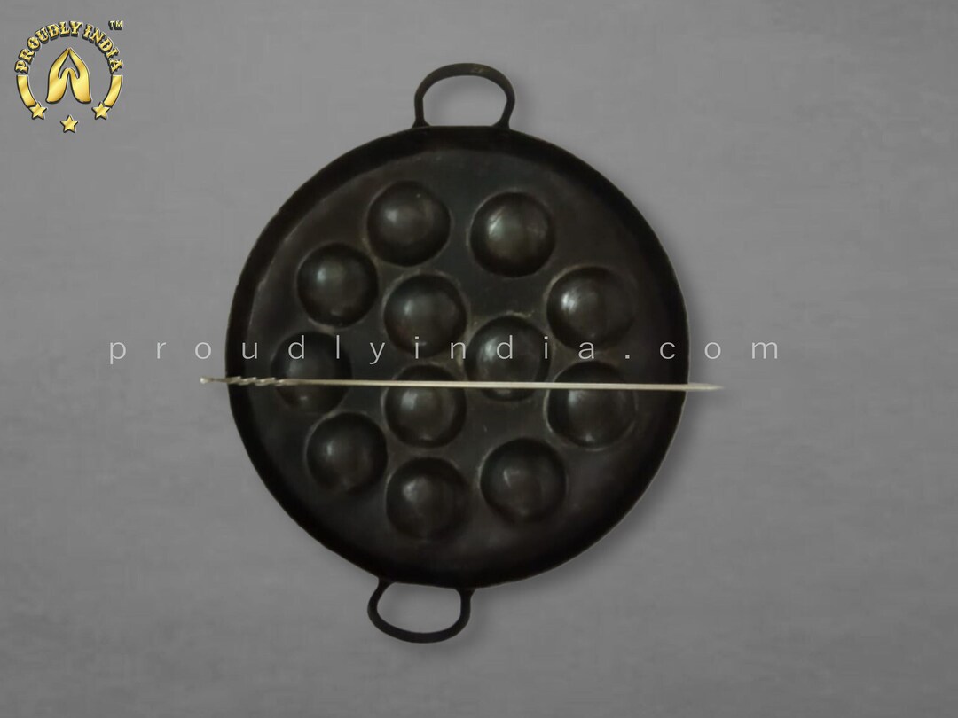 12 Pits Handmade Iron Kuzhi Paniyaram Pan,appam Patra,appam Maker ...